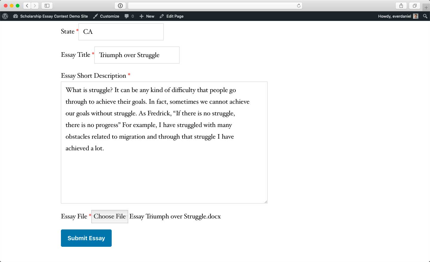 Submit your first Essay - Scholarship-Award.com